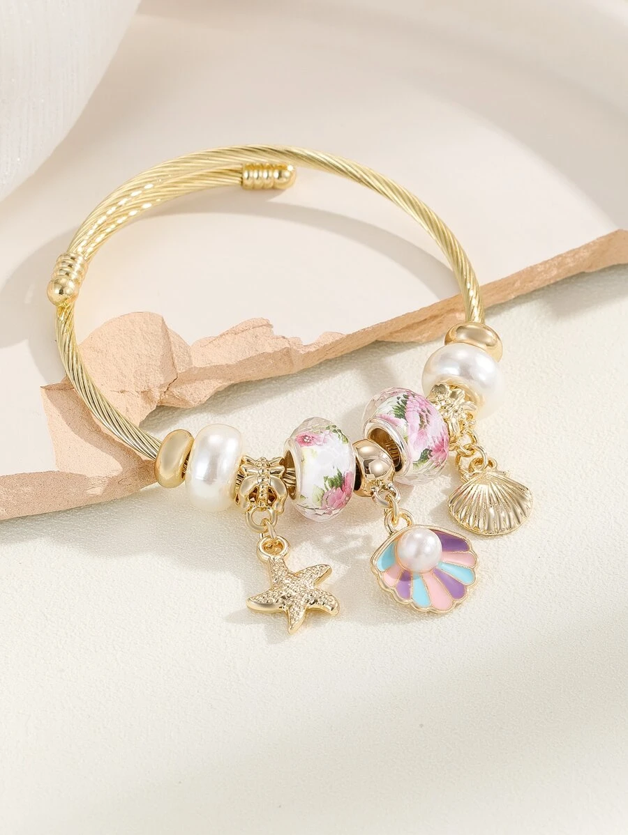 Shell & Starfish Charm Bangle | SHEIN USA