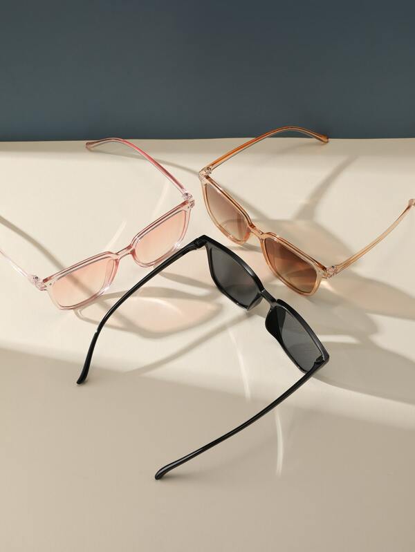 3pairs Women Square Frame Tinted Lens Fashion Sunglasses | SHEIN USA