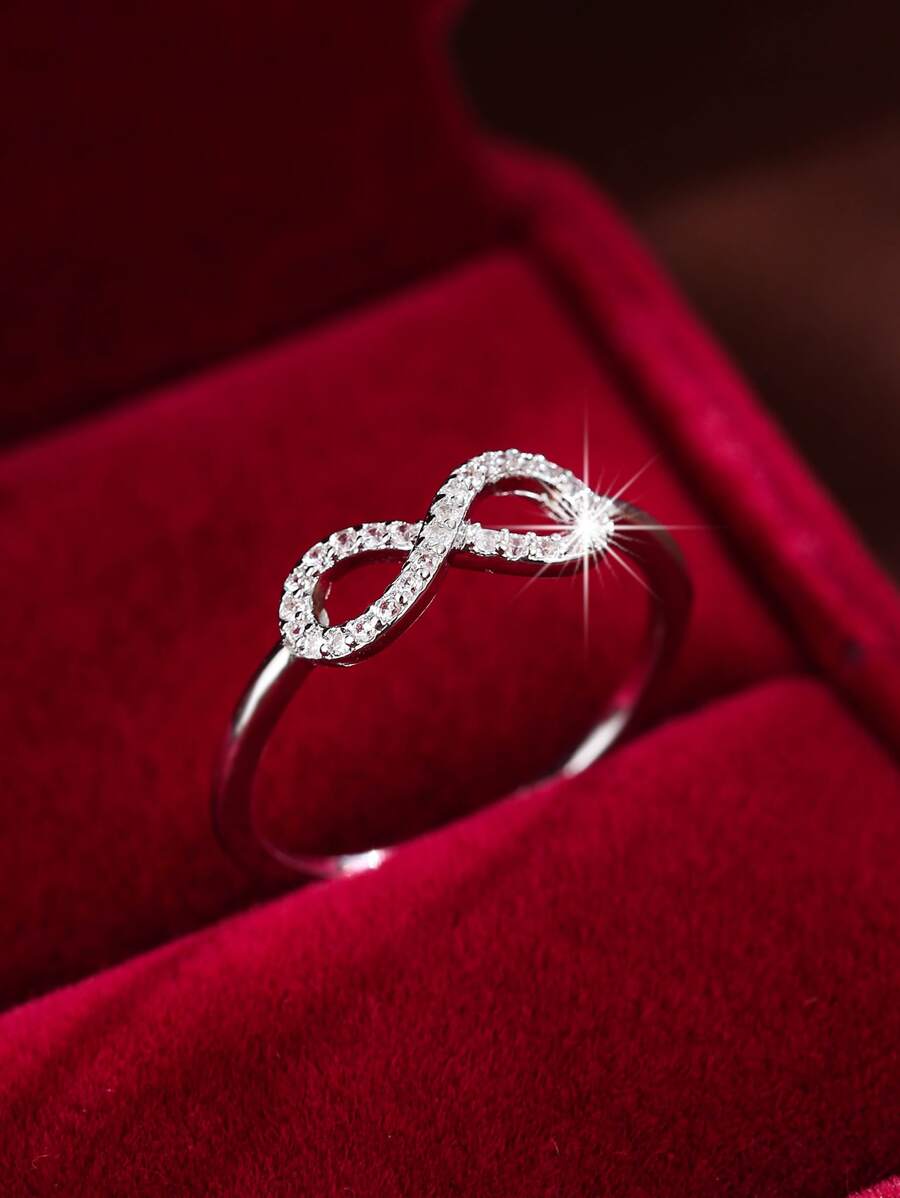 1pc Glamorous Cubic Zirconia Infinity Symbol Decor Ring For Women For Gift | SHEIN USA