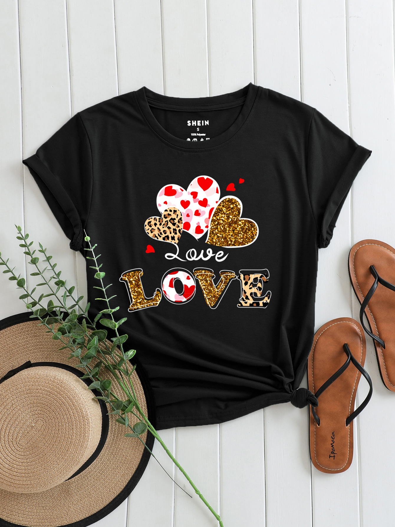 Shein Lune Heart And Letter Graphic Tee Shein Usa