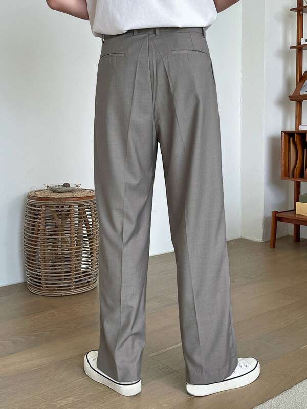 DAZY Men Fold Pleated Detail Straight Leg Suit Pants | SHEIN USA
