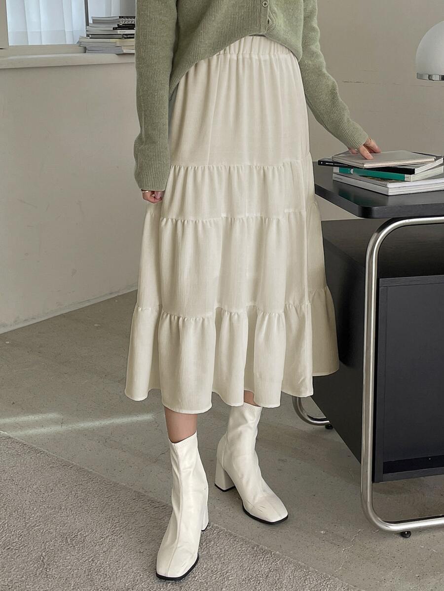 DAZY Solid Ruffle Hem Skirt | SHEIN USA