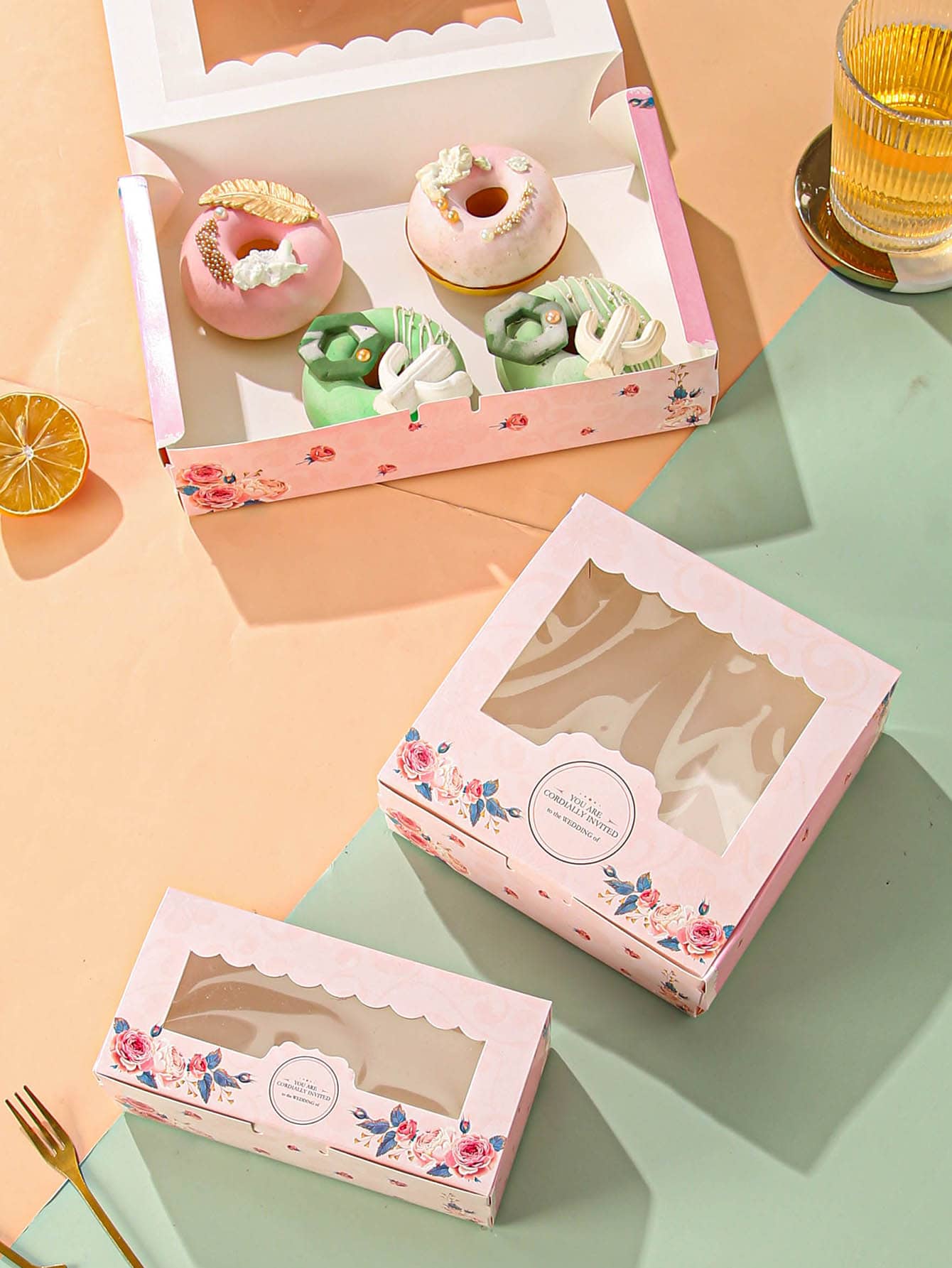 4pcs/set Paper Candy Packaging Box, Modern Floral Print Square Design ...