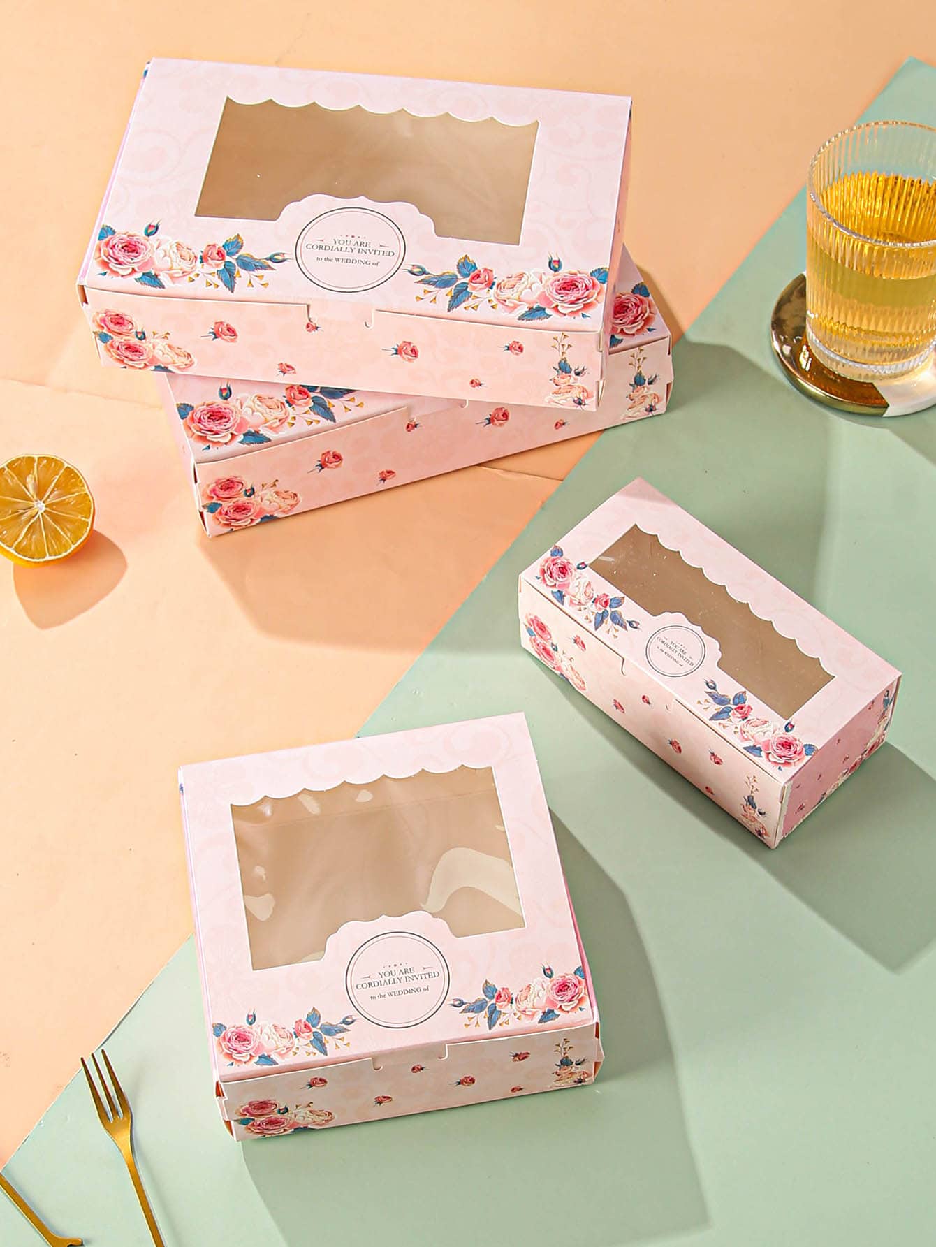 4pcs/set Paper Candy Packaging Box, Modern Floral Print Square Design ...
