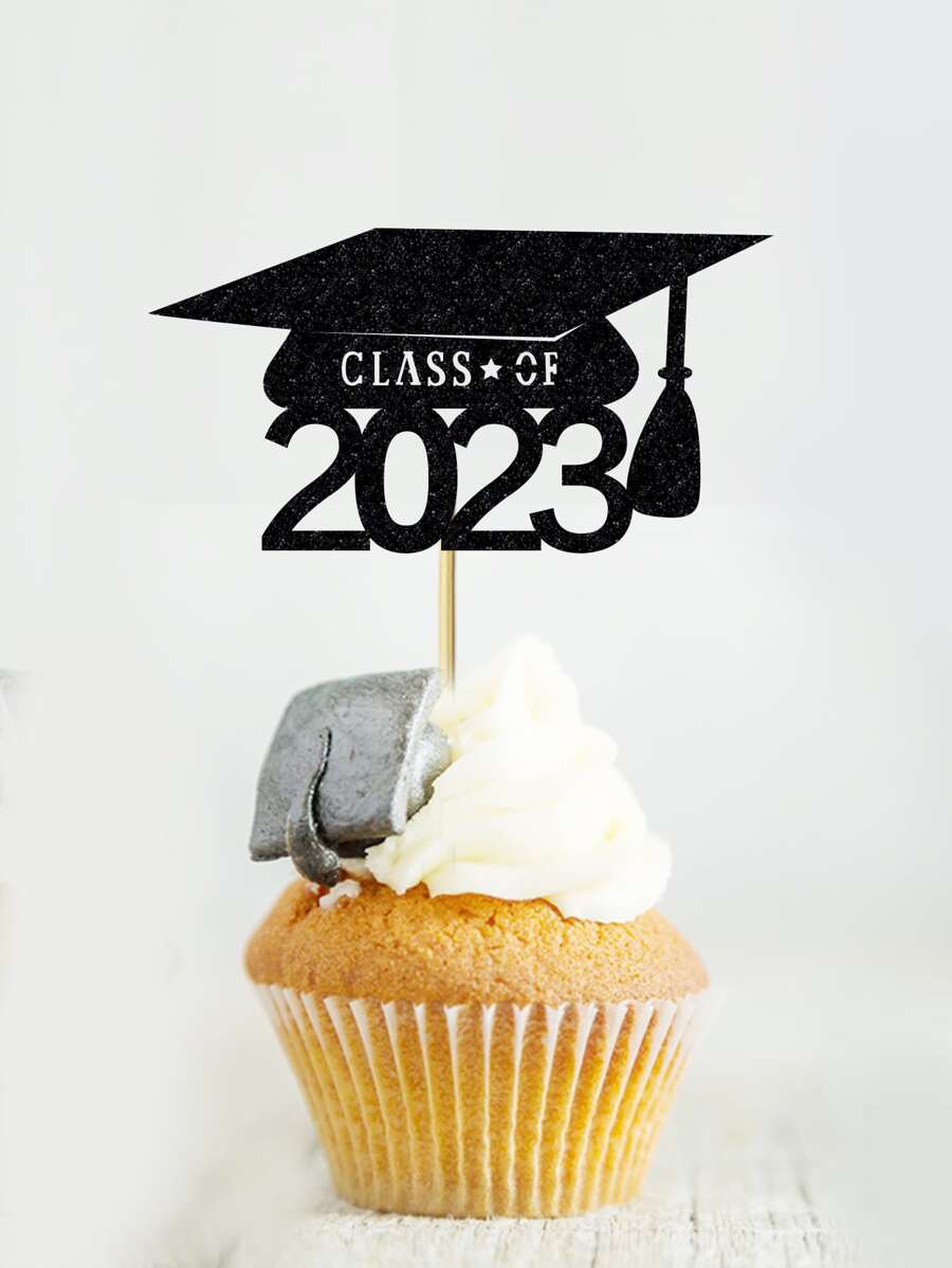 12pcs/set Graduation Party Cake Topper, Modern Graduation Hat Shaped ...