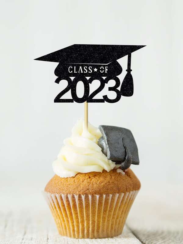 12pcs/set Graduation Party Cake Topper, Modern Graduation Hat Shaped ...