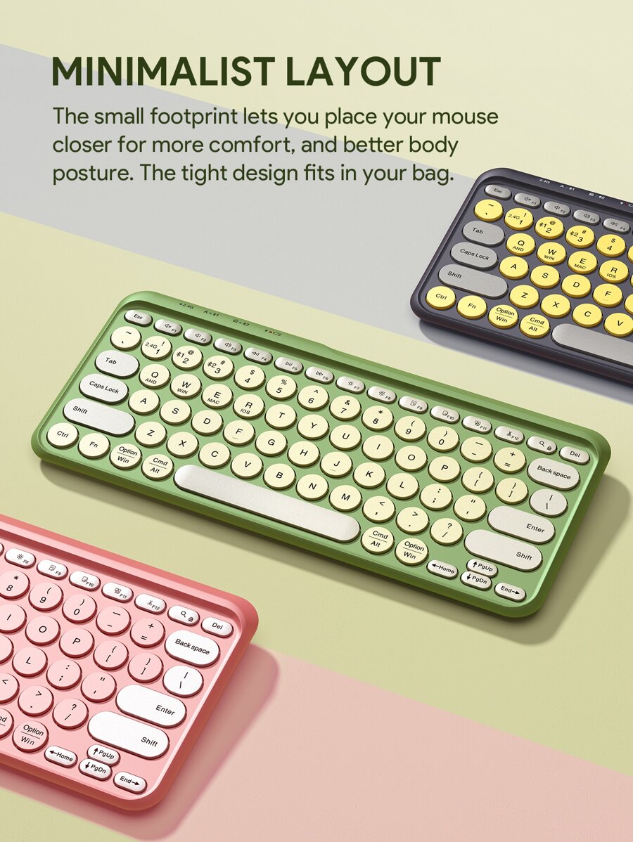 JMMO Wireless Keyboard,2.4GHz USB Wireless Keyboard With 79-Keys Dual ...