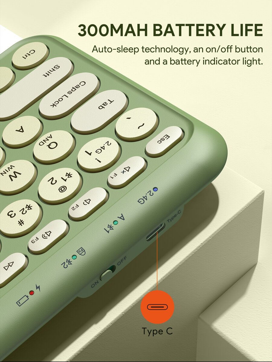 Jmmo Wireless Keyboard 2 4ghz Usb Wireless Keyboard With 79 Keys Dual Mode Round Keys Keyboard