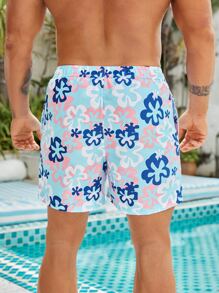Manfinity Swimmode Men Allover Floral Print Drawstring Waist Swim ...