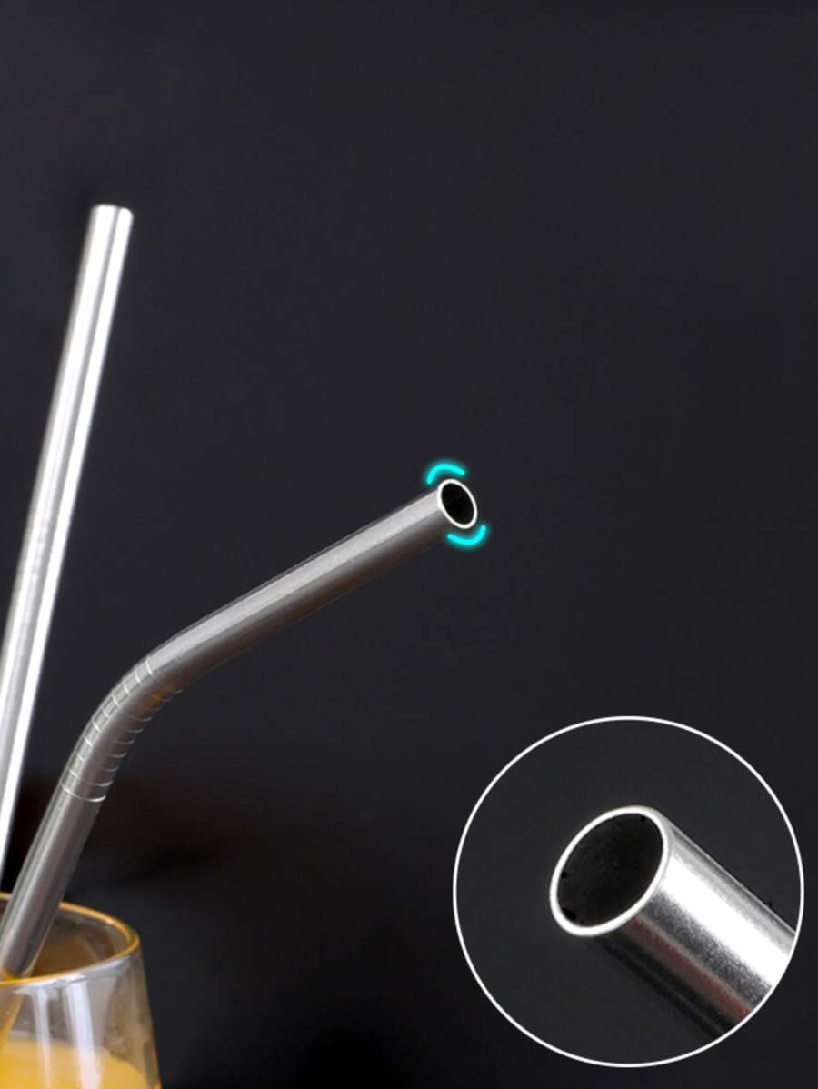 2pcs Stainless Steel Straw Set Milk Tea Coffee Beverage Iron Drinking ...