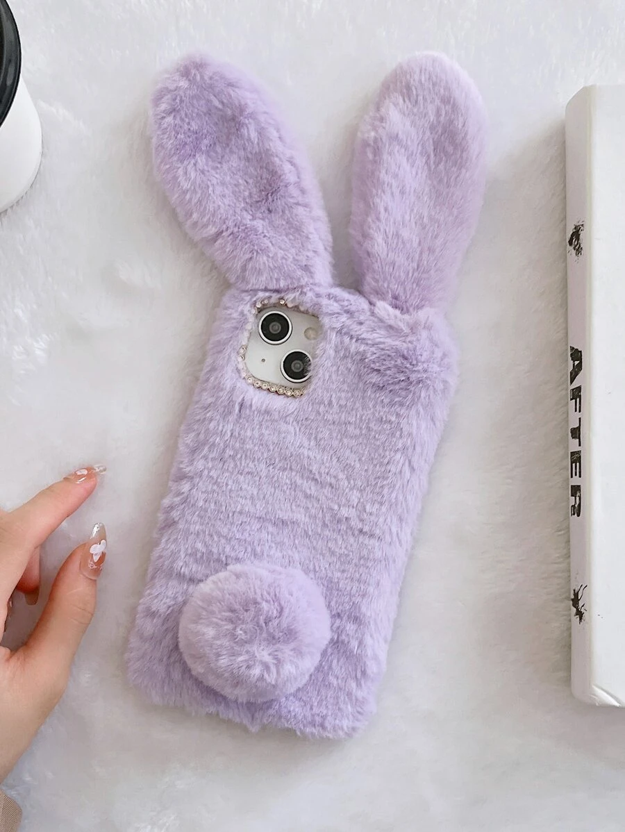 Rabbit Ear Decor Plush Phone Case | SHEIN USA