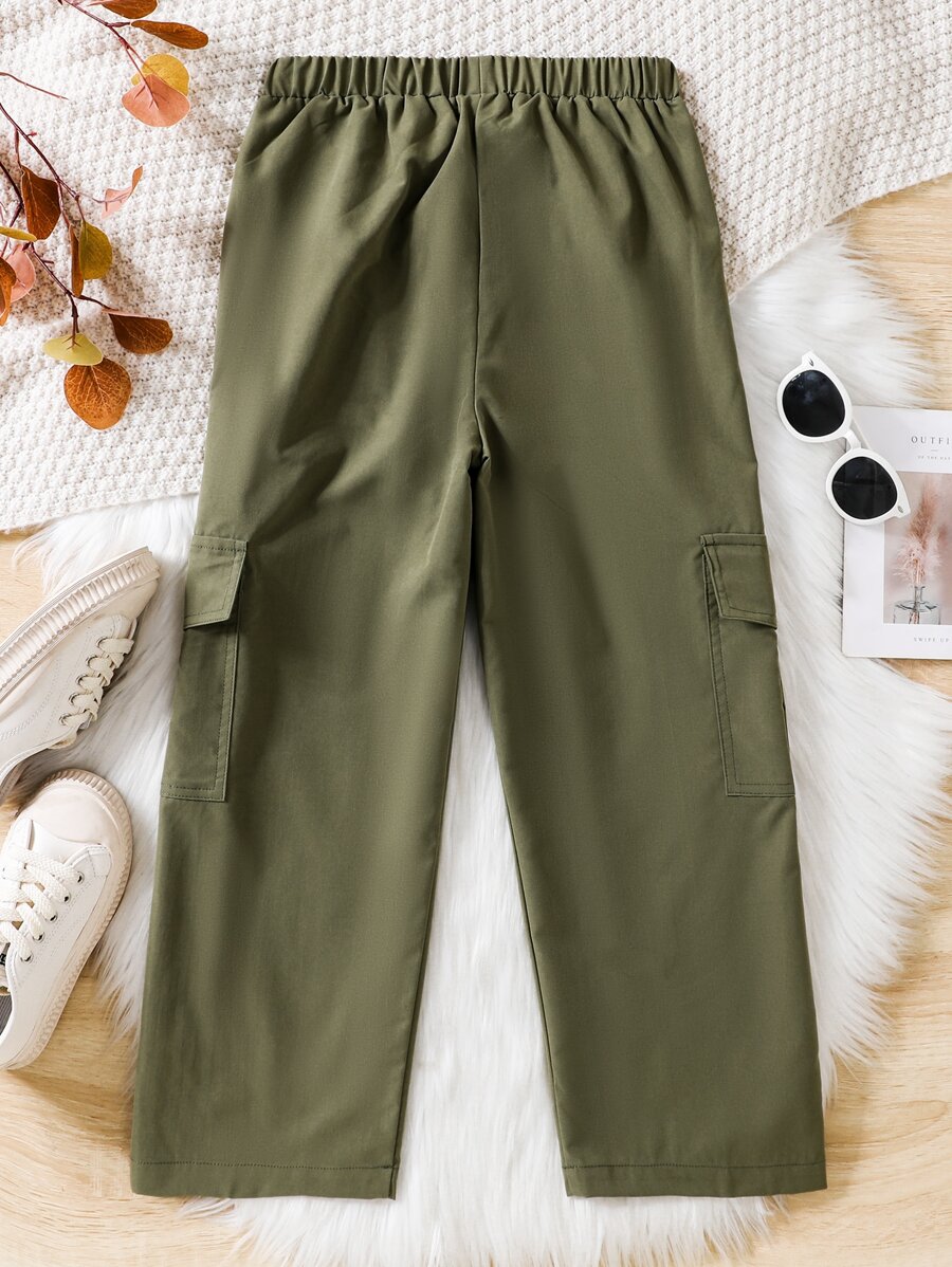 SHEIN Kids EVRYDAY Tween Girl Flap Pocket Side Cargo Pants | SHEIN USA