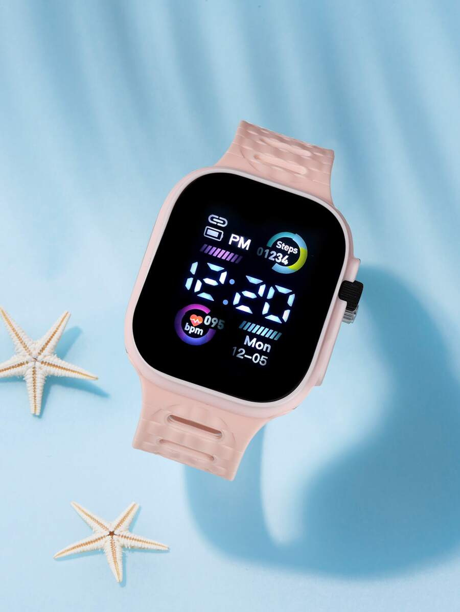 1pc Dry Battery Powered Kids Shallow Pink LED Color Screen TPU Sport ...