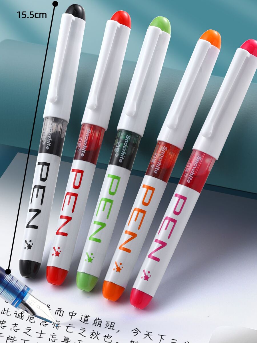 6pcs Letter Graphic Mixed Color Fountain Pen, Simple Multi-purpose Ink ...