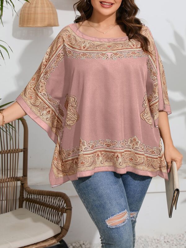 SHEIN Mulvari Plus Batwing Sleeve Blouse | SHEIN USA