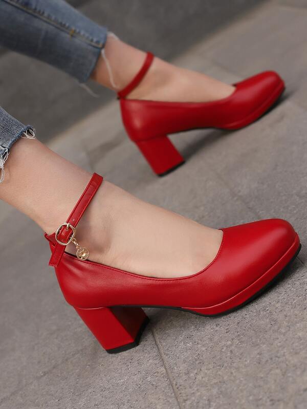Women Minimalist Ankle Strap Pumps, Chunky Heeled Fashion Pumps | SHEIN USA