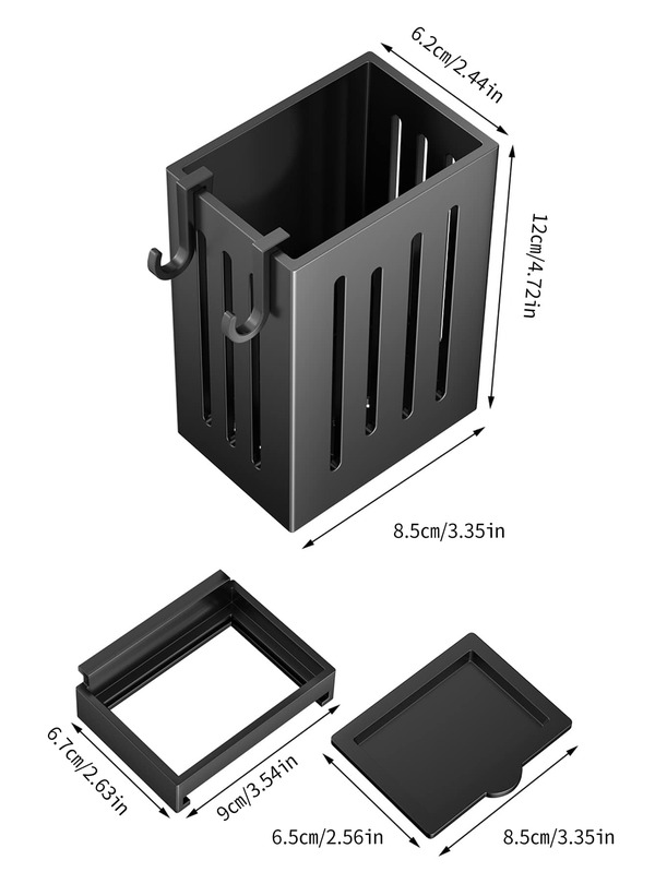 1pc ABS Flatware Storage Box, Modernist Black Wall Mounted Flatware ...
