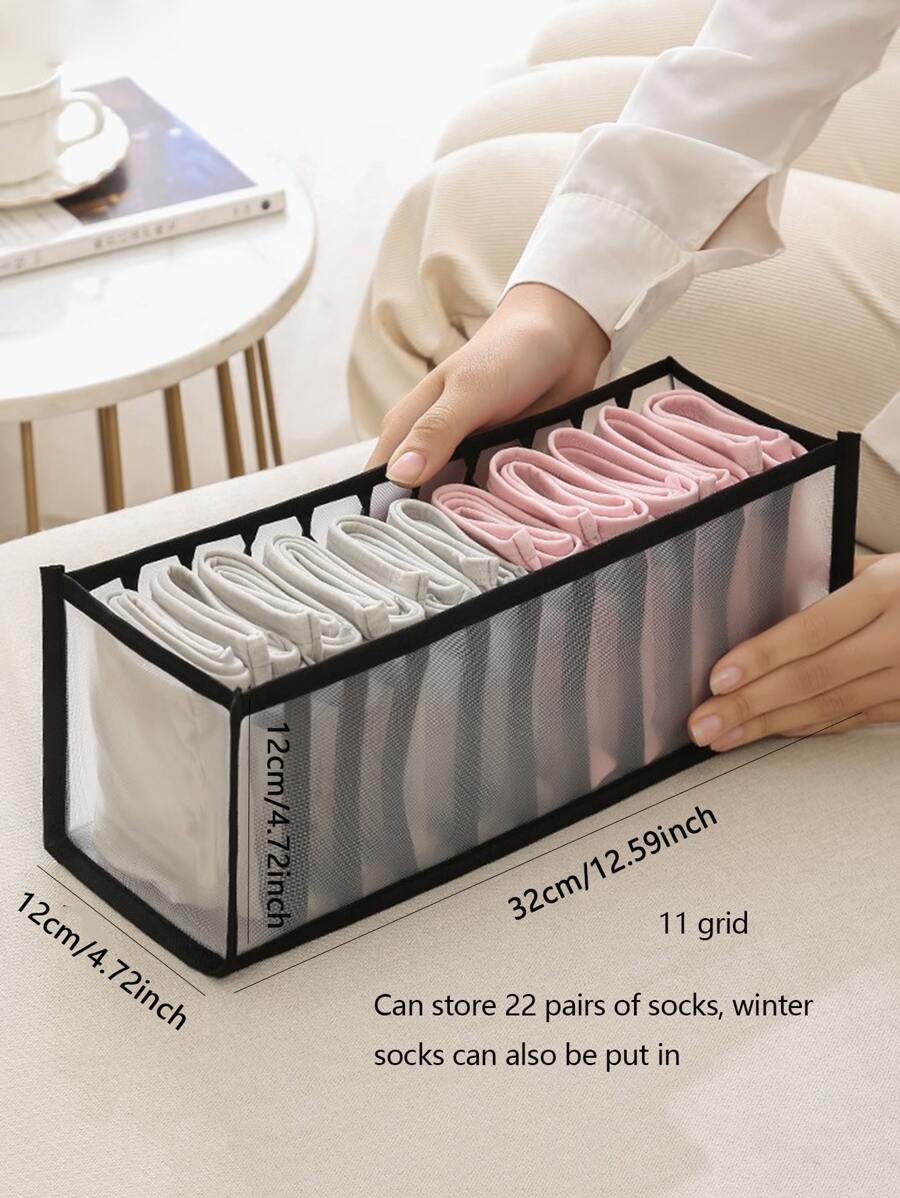 3pcs 11 Grids Underwear Storage Box, Simple Clear Contrast Binding ...