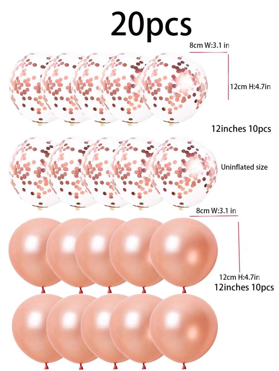 20pcs Matching Balloon Set For Wedding / Bridal Shower / Birthday Party, Solid Color & Confetti ...
