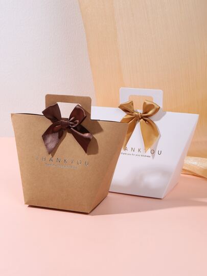 2pcs Slogan Graphic Gift Box, Small Portable Bow Decor Candy Box For ...