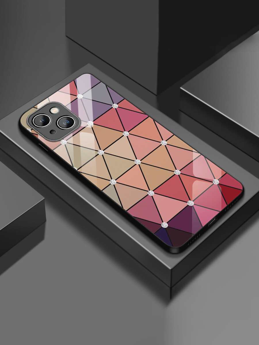 Geometric Pattern Glass Phone Case | SHEIN USA
