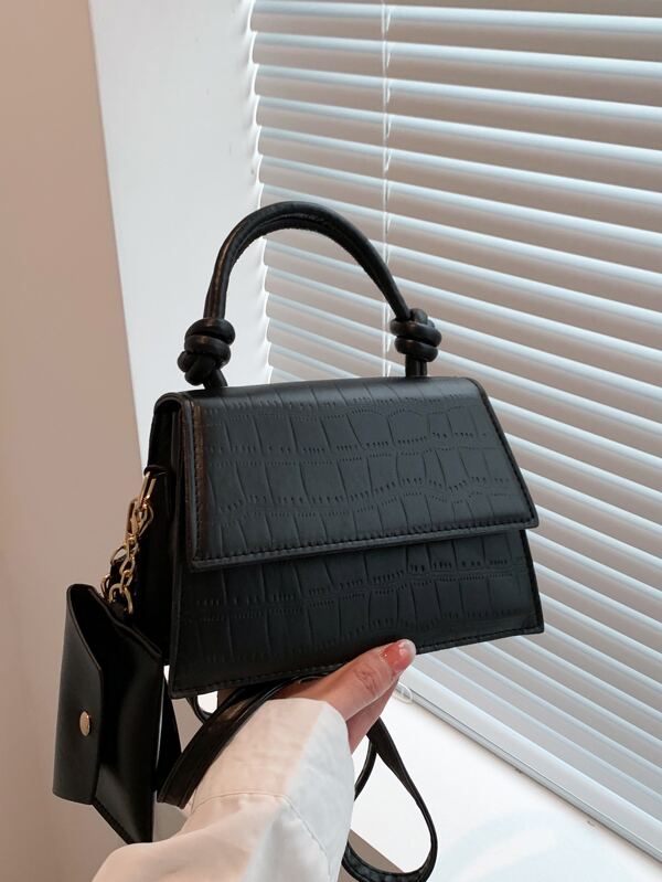 Mini Flap Square Bag Geometric Embossed With Coin Purse | SHEIN EUR