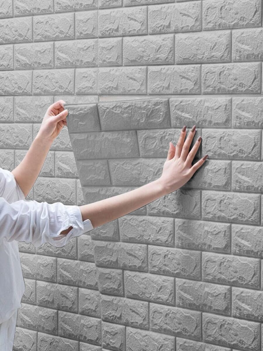 2pcs/set PE 3D Wall Panel, Brick Design Self Adhesive 3D Wall Covering ...