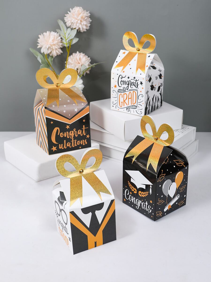 12pcs/set Paper Gift Wrapping Box, Balloon & Letter Graphic Gift Box ...