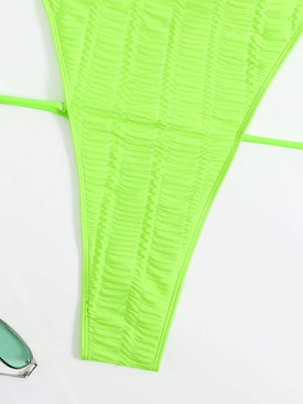 Neon Lime High Cut One Piece Swimsuit Shein Usa
