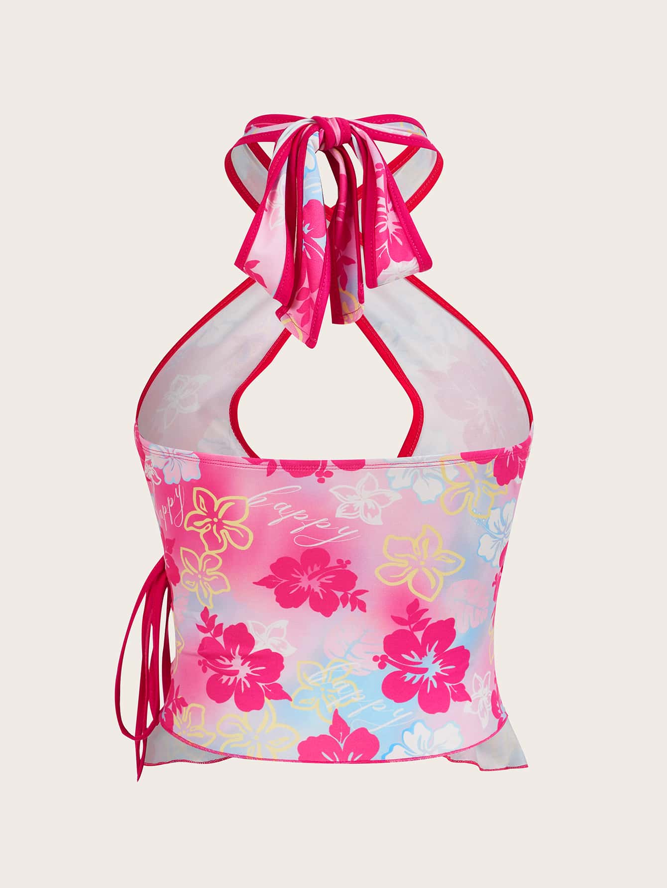 SHEIN ICON Floral Print Crisscross Tie Side Halter Top | SHEIN USA