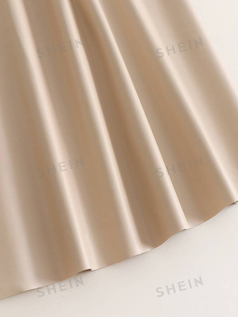 SHEIN LUNE Plus Size Solid Color Pu Leather Skirt With Side Zipper ...