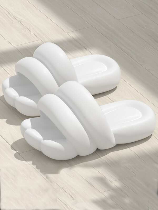 Preppy Indoor Slides For Women, Texture Embossed Single Band EVA ...