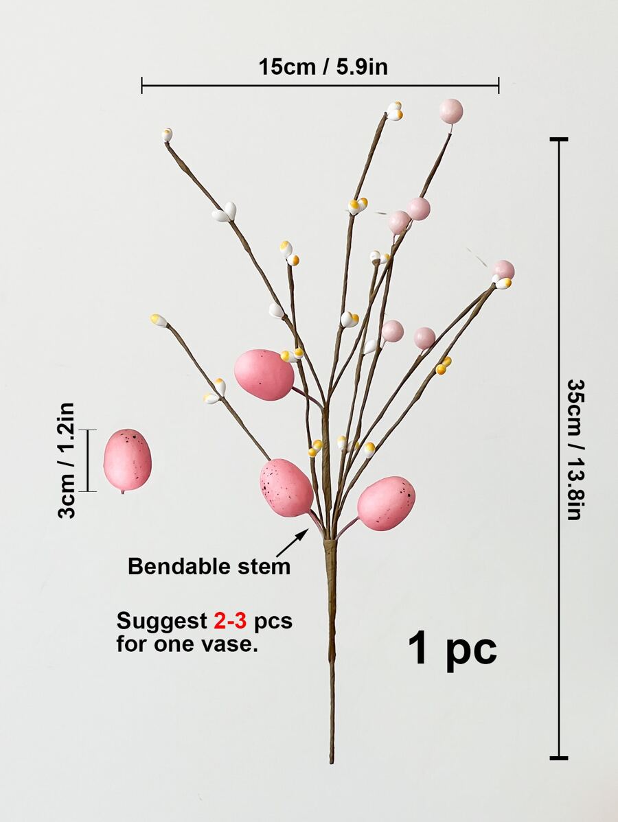 1pc Artificial Easter Stems With Pastel Easter Eggs And Berries ... 1pc Artificial Easter Stems With Pastel Easter Eggs And Berries ...
