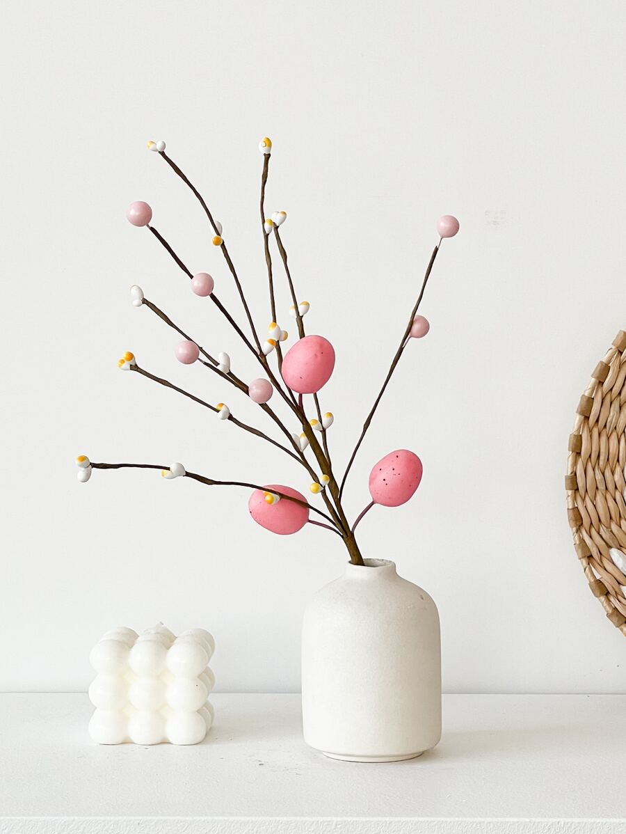 1pc Artificial Easter Stems With Pastel Easter Eggs And Berries ...