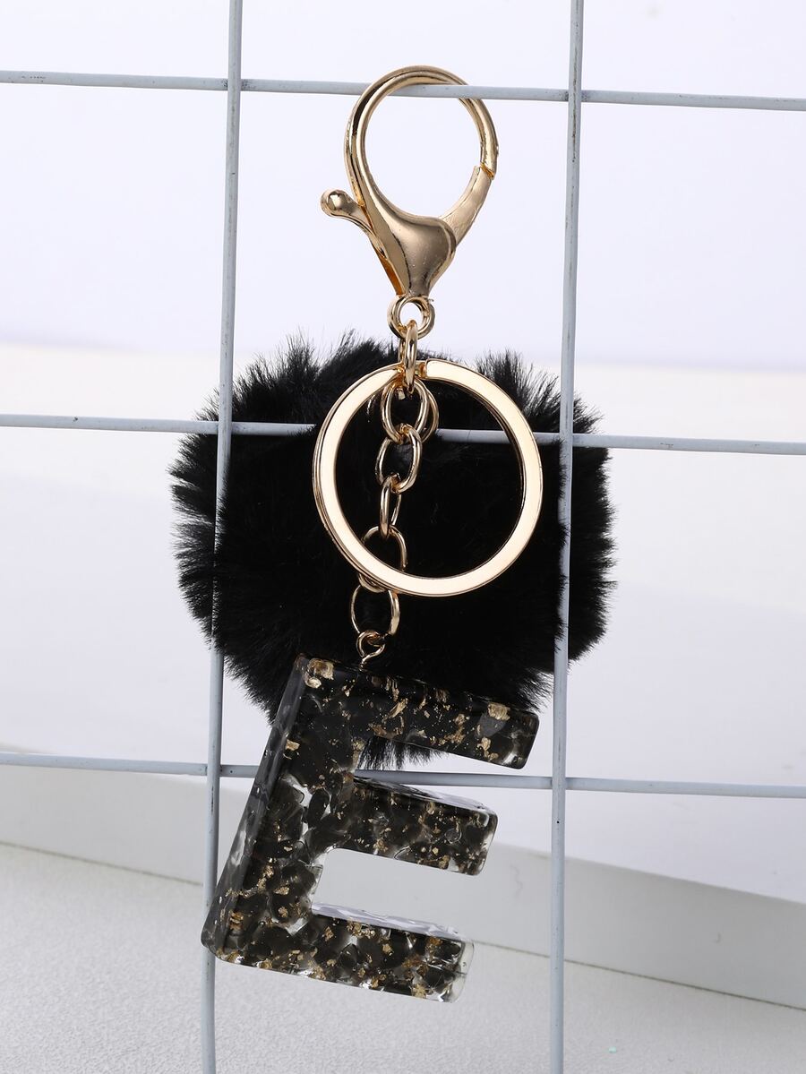 1pc Women Letter & Pom Pom Charm Keychain | SHEIN USA