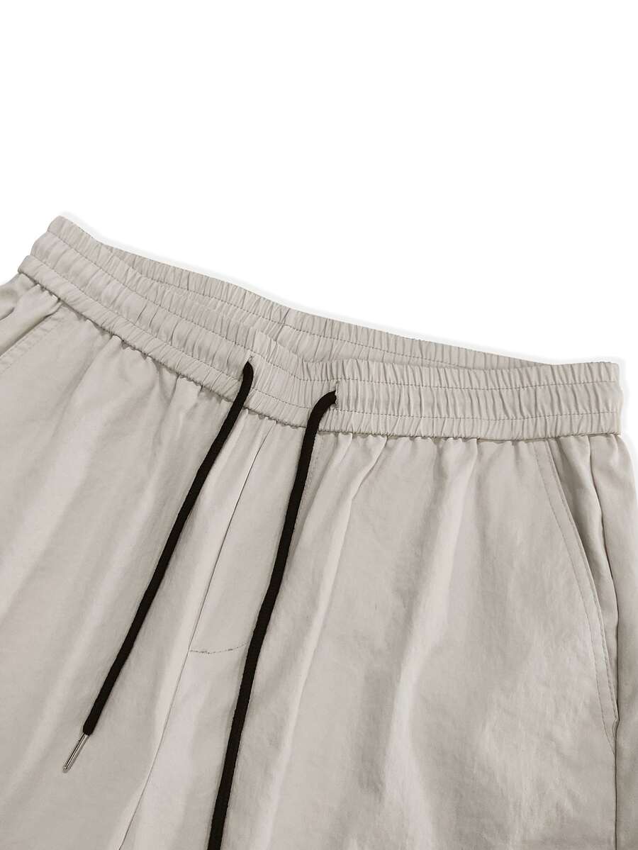 Manfinity EMRG Loose Fit Men's Cargo Pants With Adjustable Drawstring Waist, Letter Patch ...