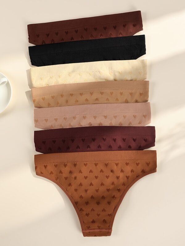 7pack Heart Pattern Seamless Panty | SHEIN USA