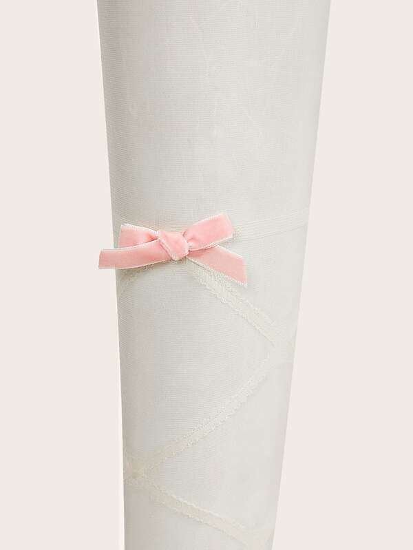 ROMWE Kawaii Bow Decor Tights | SHEIN USA