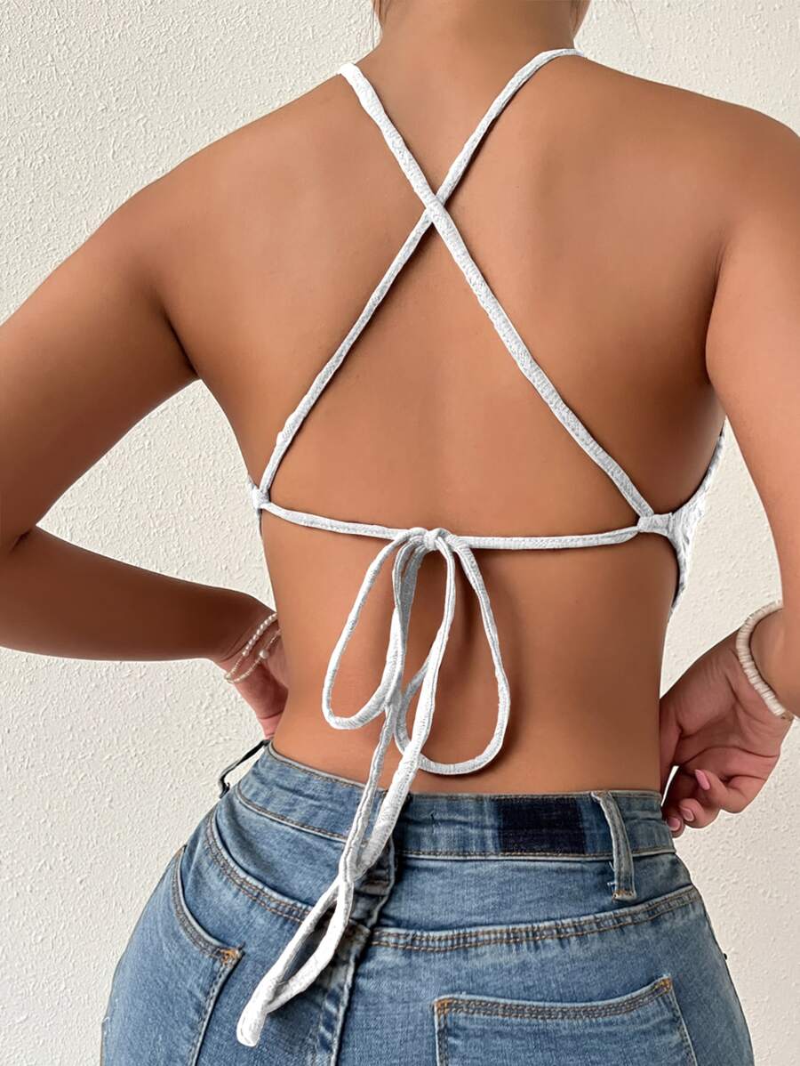 SHEIN Unity Solid Criss Cross Tie Backless Cami Top | SHEIN USA