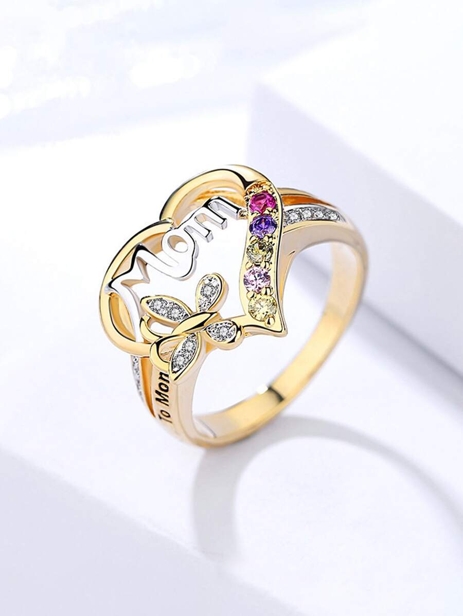 Cubic Zirconia Heart Decor Ring | SHEIN USA