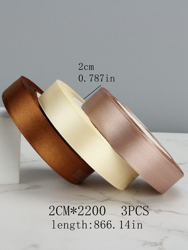 3rolls Solid Color Gift Wrapping Ribbon, Satin Gift Ribbon For Party ...