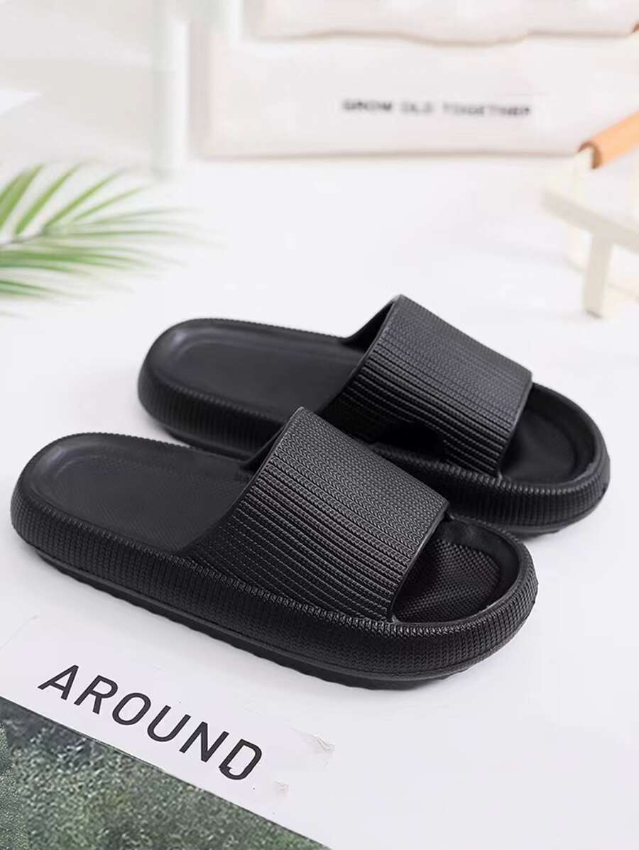 Cool Slides For Men, Texture Embossed Cut Out Design Single Band EVA ...