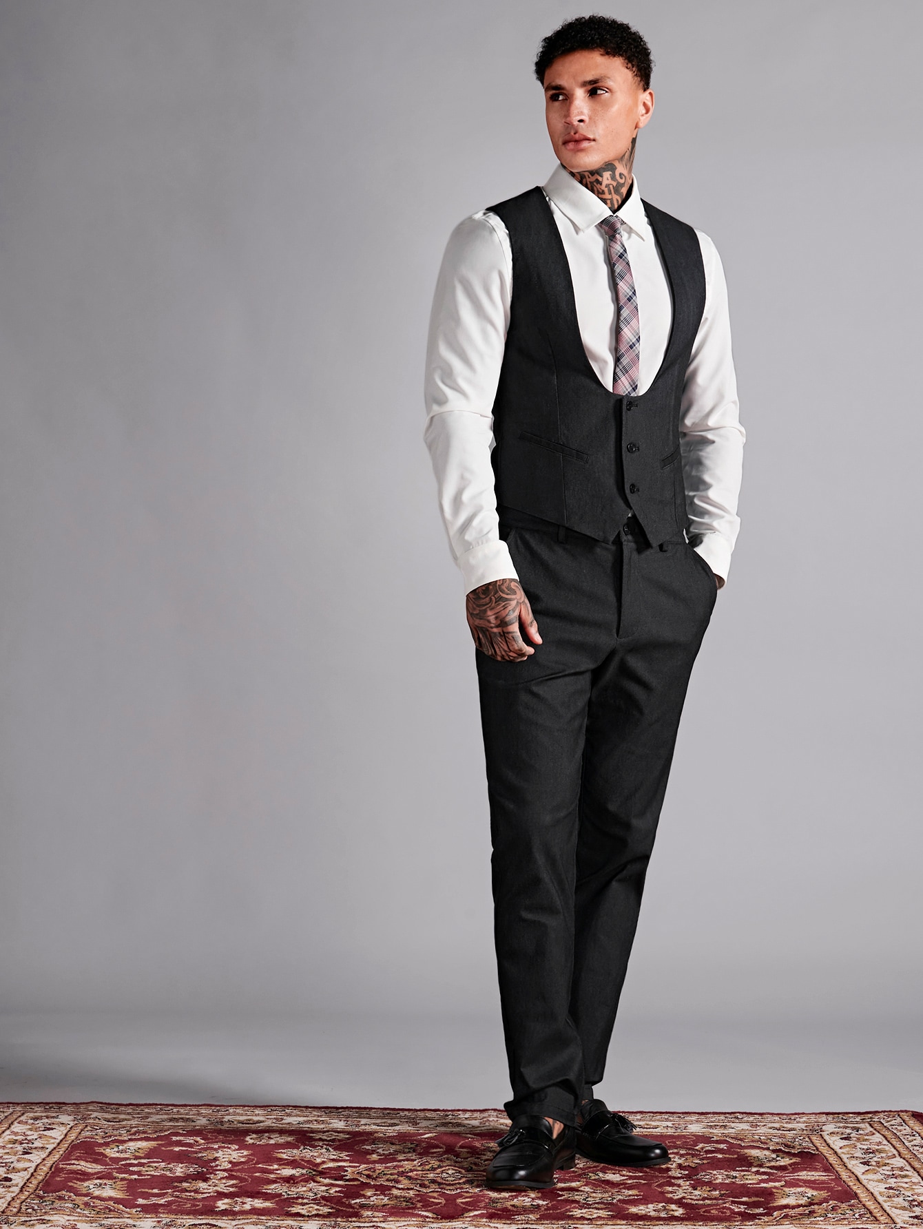 Manfinity Men Lapel Neck Blazer & Vest Blazer & Suit Pants Without ...