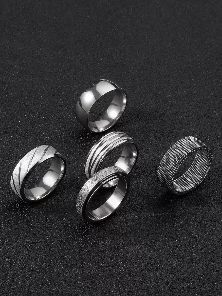 Fashionable and Popular 5pcs/set Fashionable Stainless Steel Ring For ...
