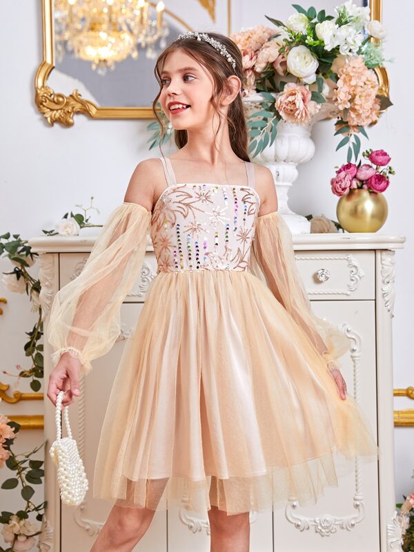 SHEIN Chica preadolescente Vestido de fiesta de hombros descubiertos de ...