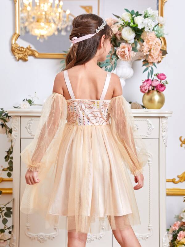 SHEIN Adolescent Fille Robe De Soirée À Épaules Dénudées Manches ...