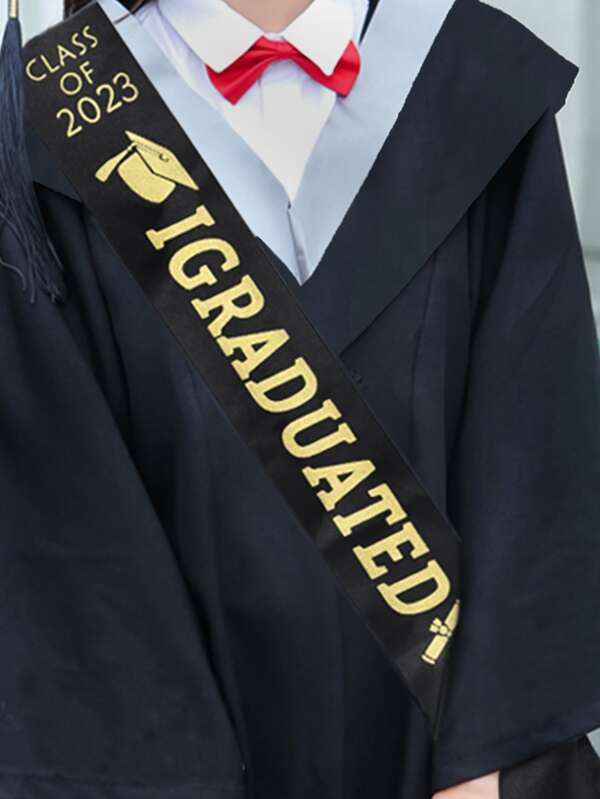 1pc Polyester Sash, Modernist Graduation Hat & Letter Graphic ...