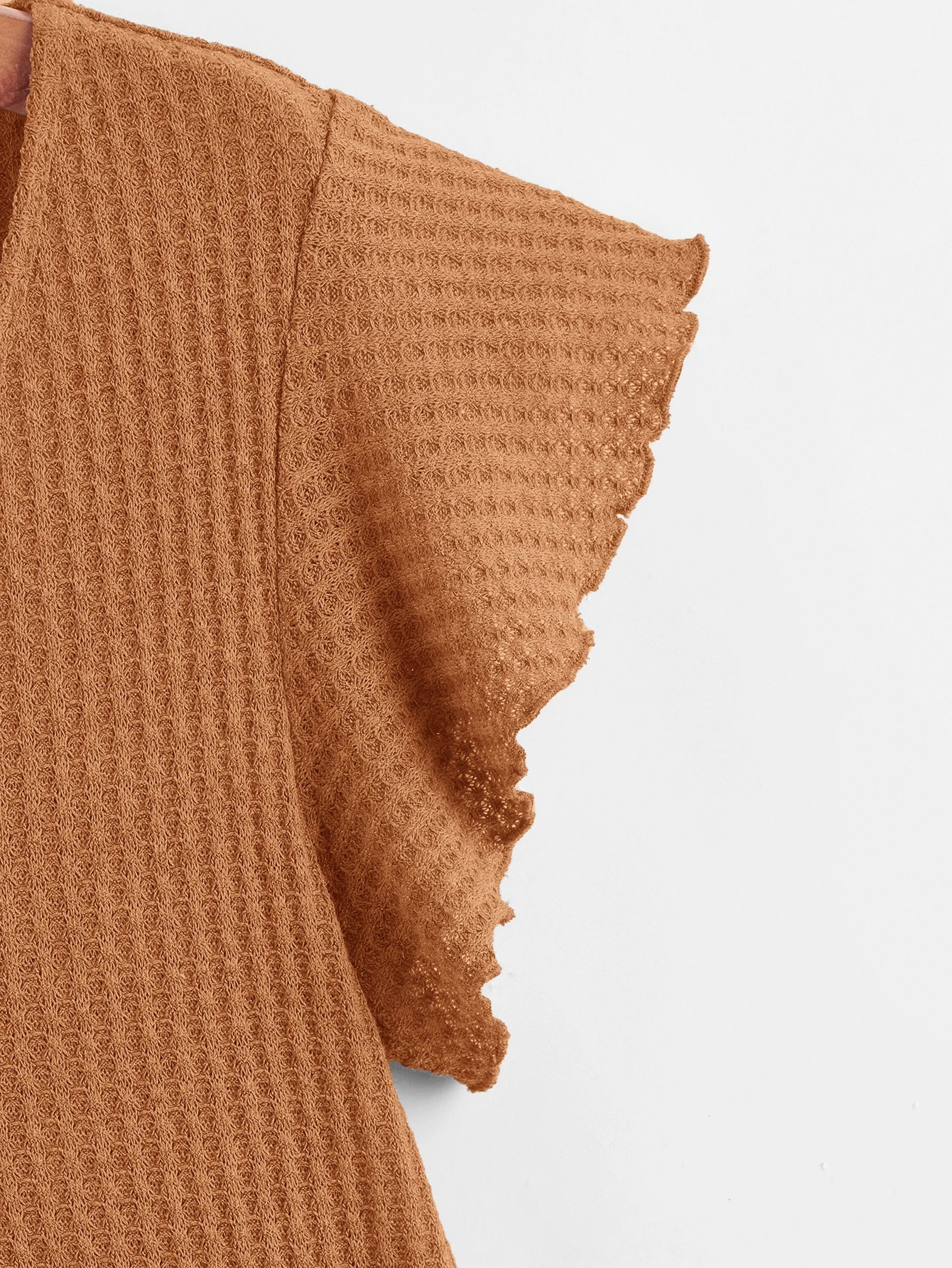 SHEIN LUNE Butterfly Sleeve Waffle Knit Peplum Top | SHEIN UK