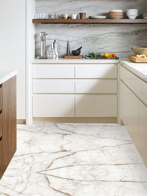 10pcs/set PVC Peel Stick Floor Tile, Modern Marble Pattern Floor ...