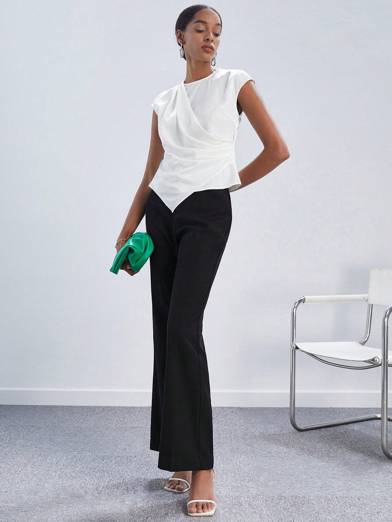 Shein Bizwear Solid Ruched Asymmetrical Hem Blouse Workwear Shein Usa